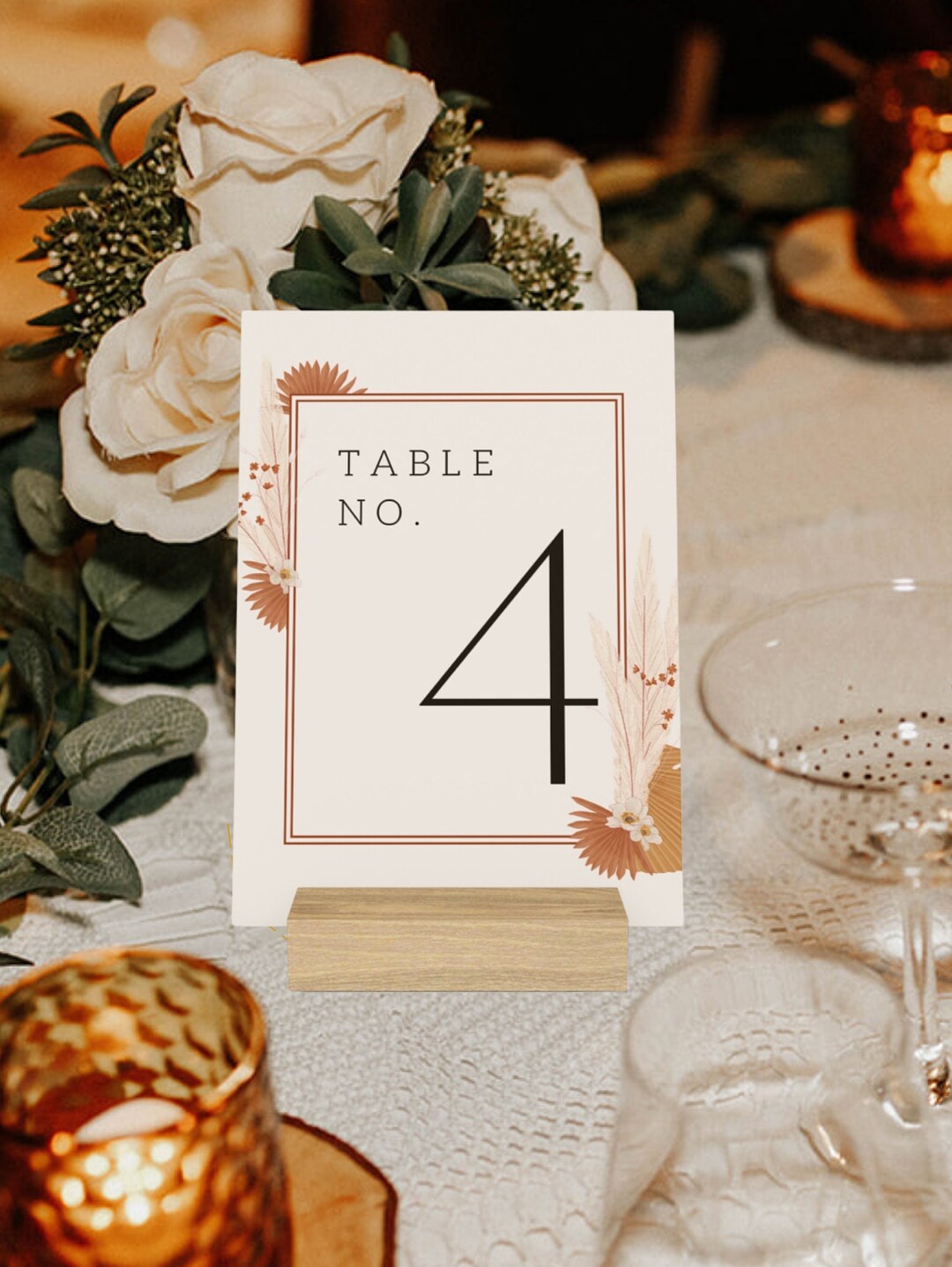 Minimalist Boho Printable Table Numbers, Neutral Wedding Decor, Pampas ...