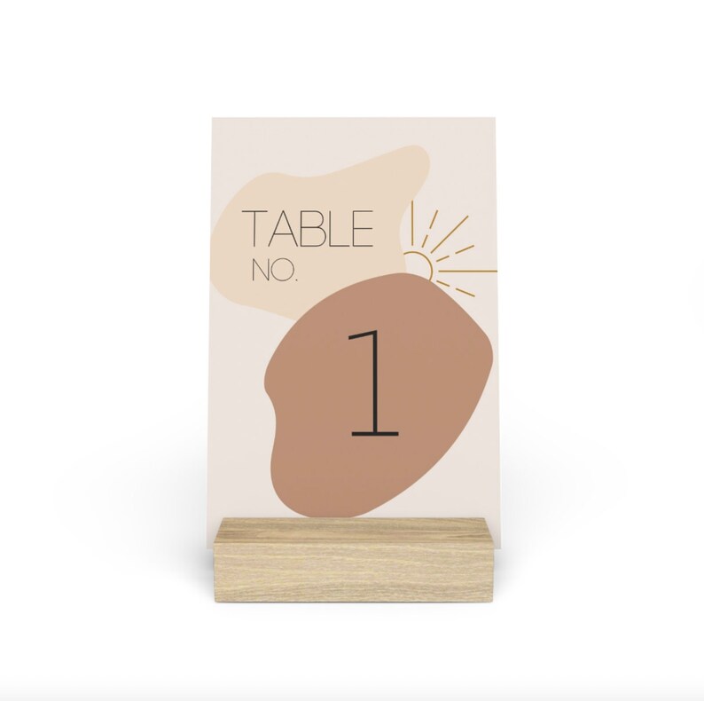 Neutral Boho Sun Printable Table Numbers, Minimalist Engagement Party ...