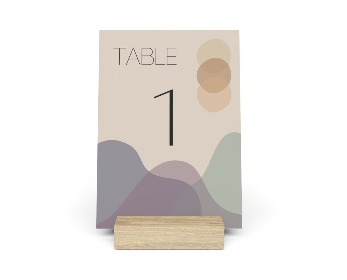 Desert Mountains Boho Printable Table Numbers, Neutral Minimalist ...