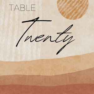 Desert Terracotta Boho Printable Table Numbers, Rust Minimalist ...