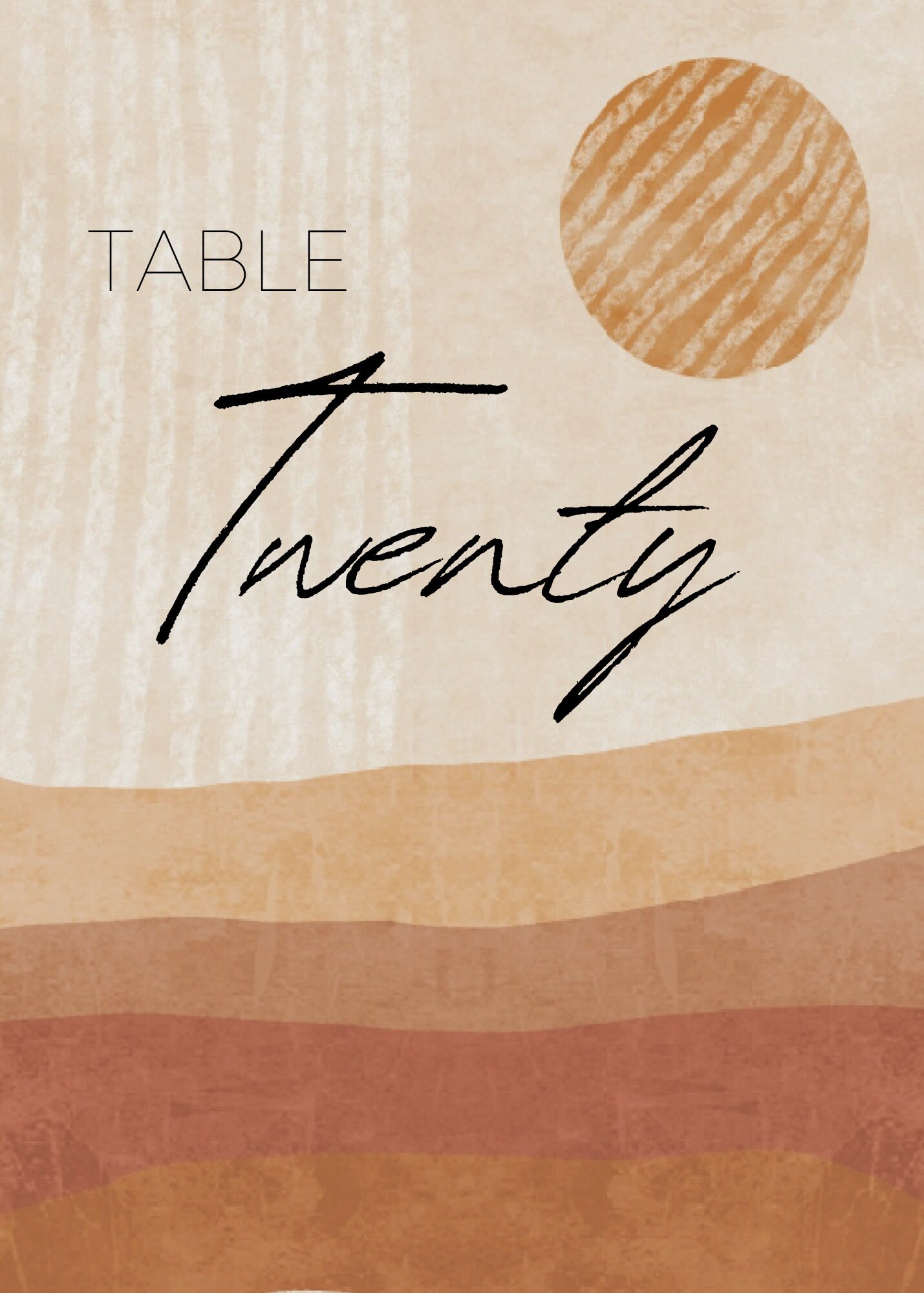 Desert Terracotta Boho Printable Table Numbers, Rust Minimalist ...