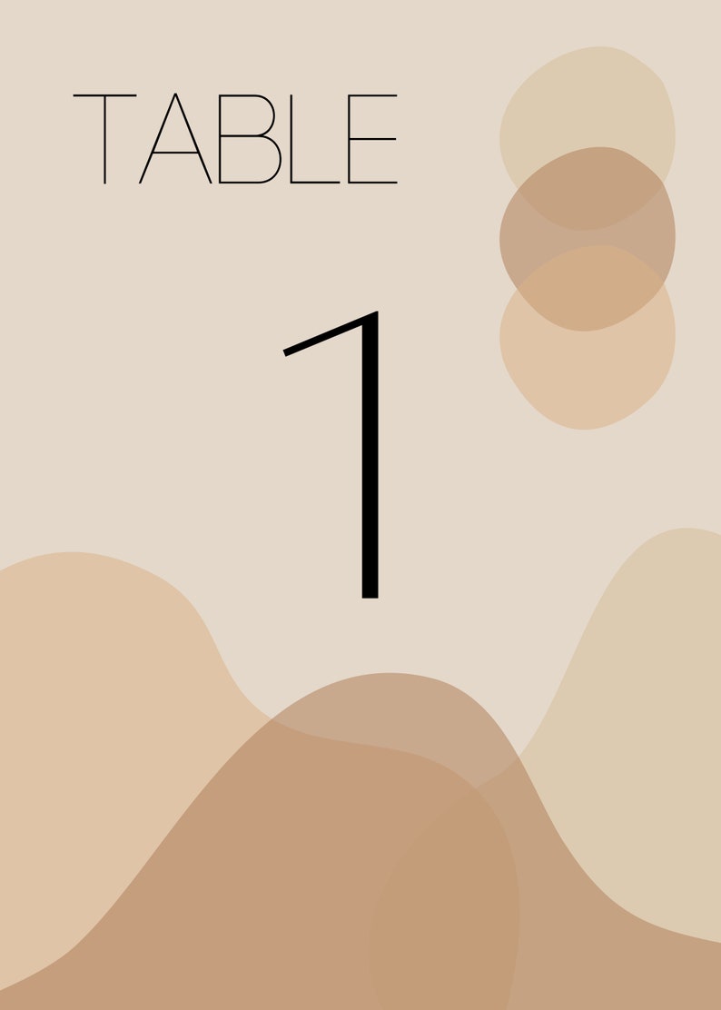 Desert Mountains Boho Printable Table Numbers, Neutral Minimalist ...