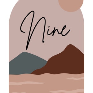 Desert Boho Printable Table Numbers in White, Minimalist Wedding Table ...