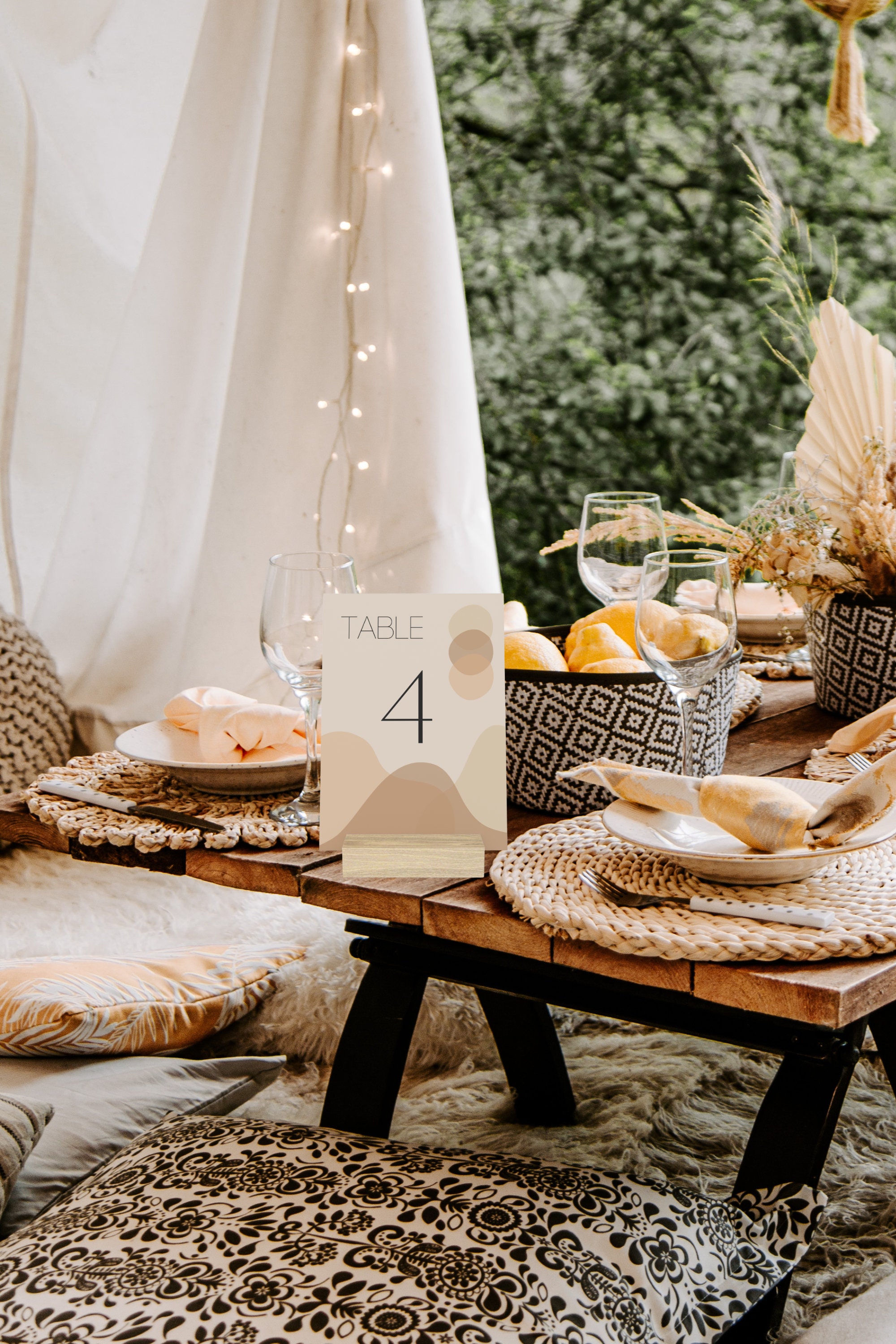 Desert Mountains Boho Printable Table Numbers, Neutral Minimalist ...