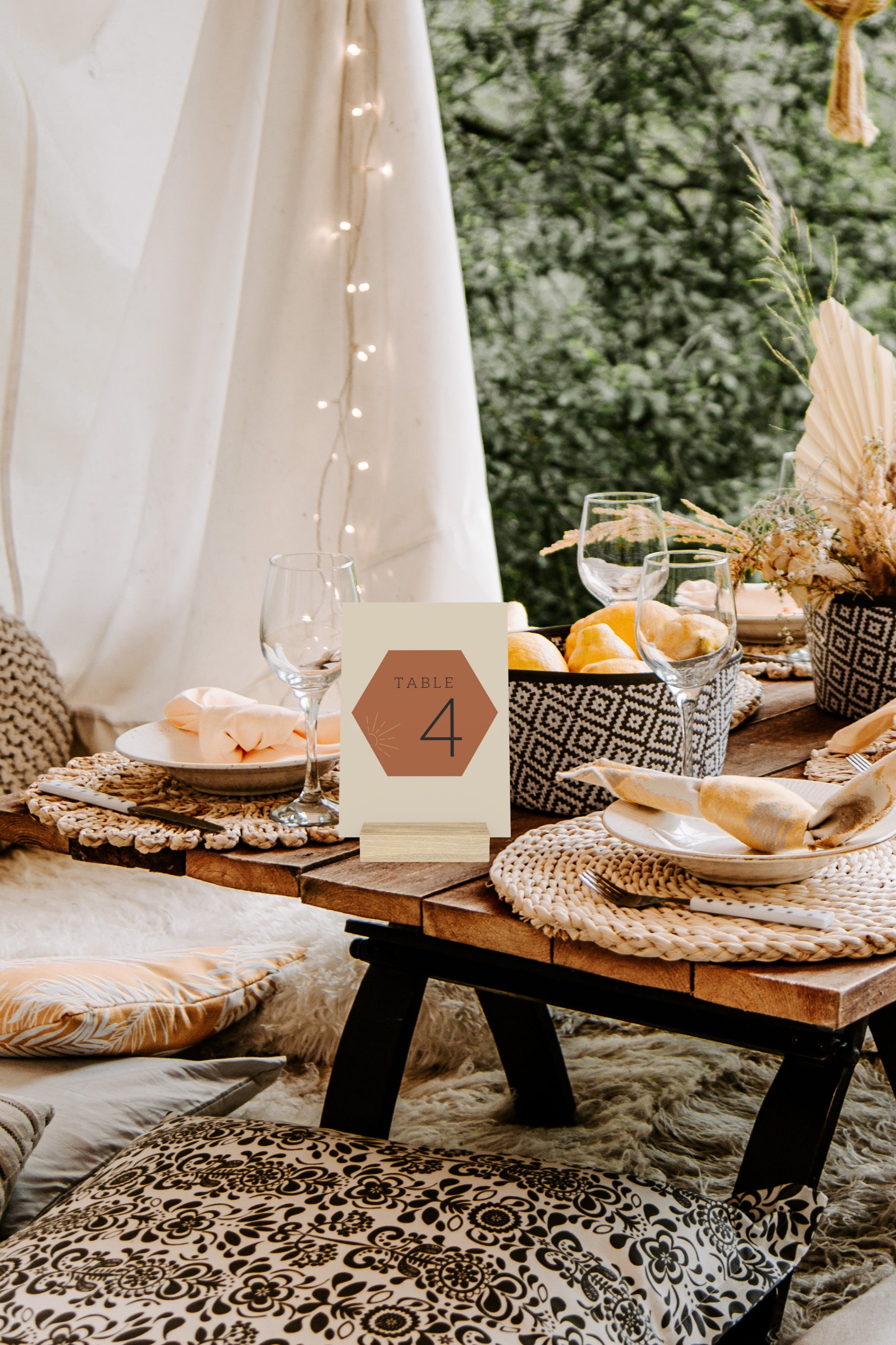 Rust Hexagon Minimalist Printable Table Numbers, Terracotta Engagement ...