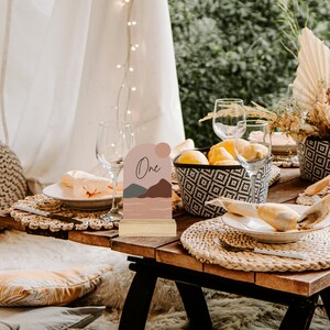 Desert Boho Printable Table Numbers in White, Minimalist Wedding Table ...