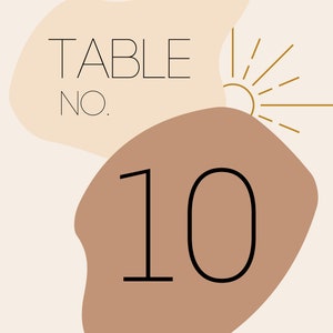 Neutral Boho Sun Printable Table Numbers, Minimalist Engagement Party ...