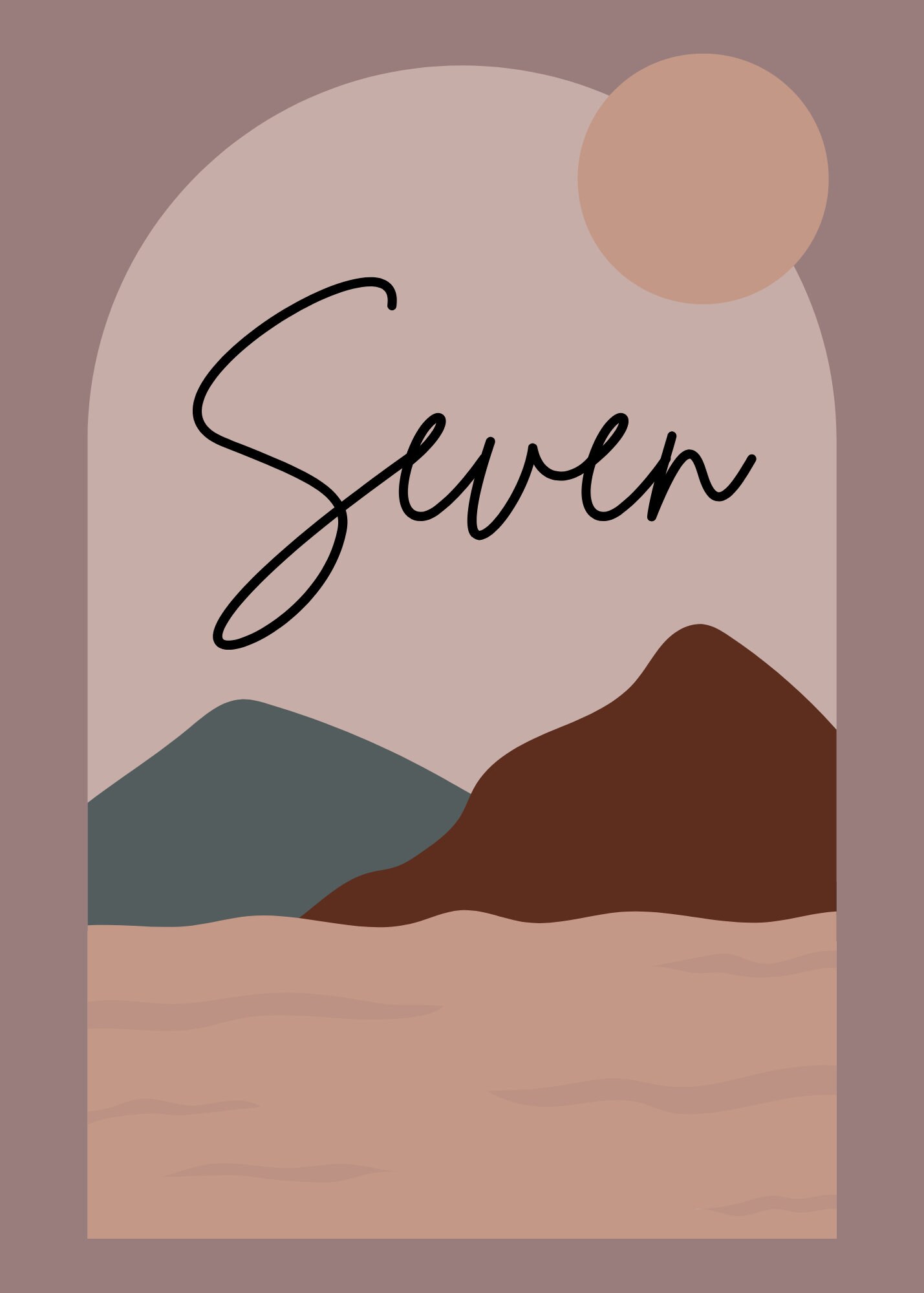Desert Boho Printable Table Numbers in Mauve, Minimalist Wedding Table ...