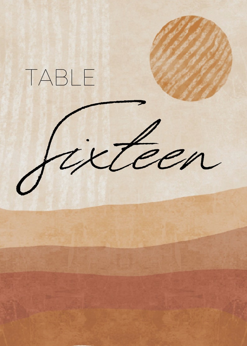 Desert Terracotta Boho Printable Table Numbers, Rust Minimalist ...