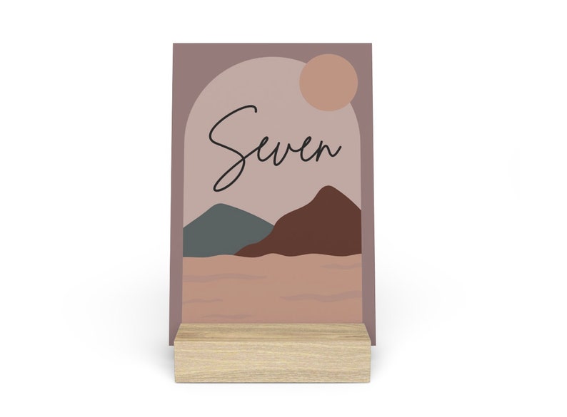 Desert Boho Printable Table Numbers in Mauve, Minimalist Wedding Table ...