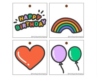 Rainbow Happy Birthday Gift Tags: Instant Download - Etsy