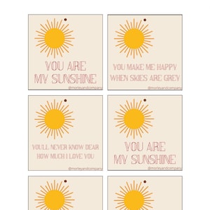 You Are My Sunshine Gift Tags: Instant Download - Etsy