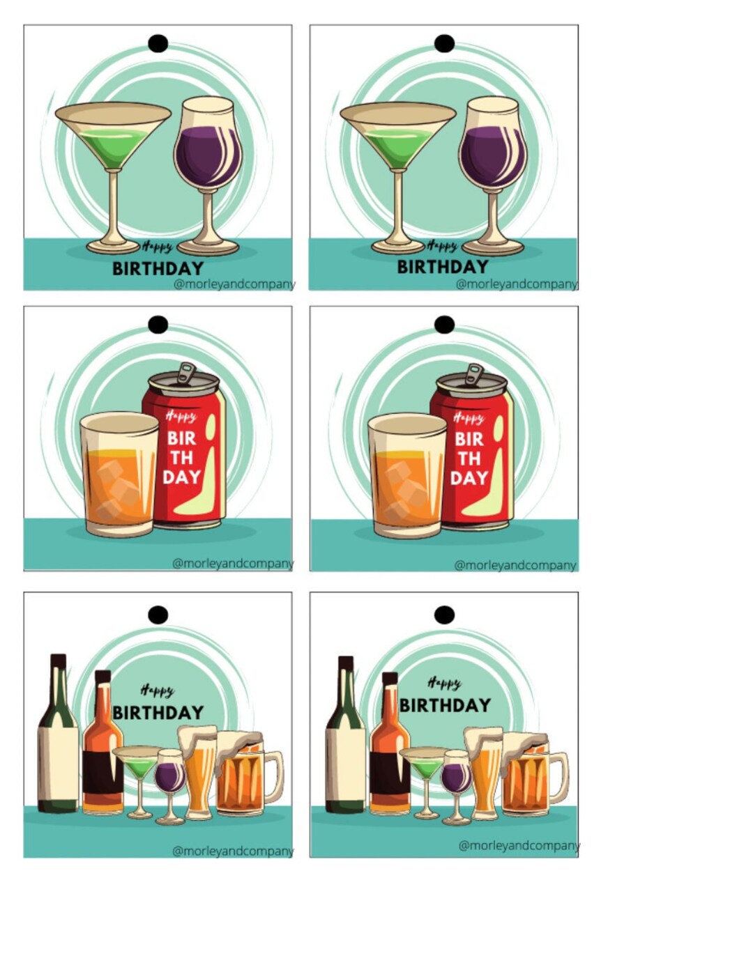 Happy Birthday Drinks Gift Tags: Instant Download - Etsy