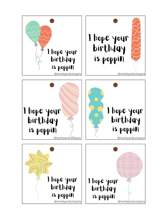 Poppin Birthday Gift Tags: Instant Download - Etsy