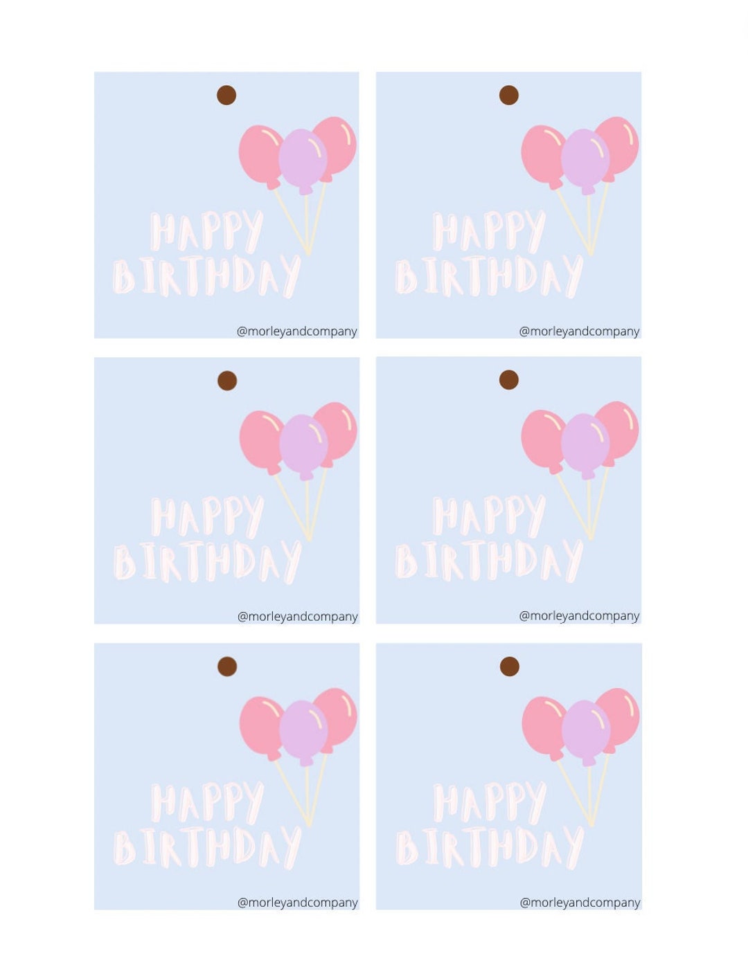 Happy Birthday Balloon Tags: Instant Download - Etsy