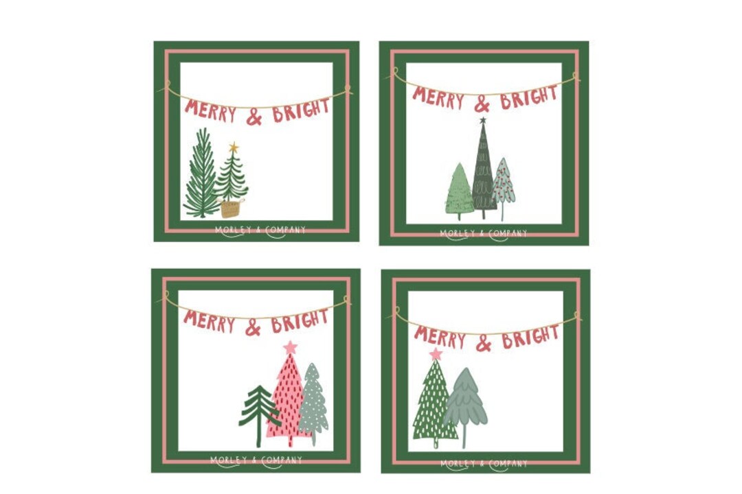 Merry & Bright Christmas Gift Tags: Instant Download - Etsy