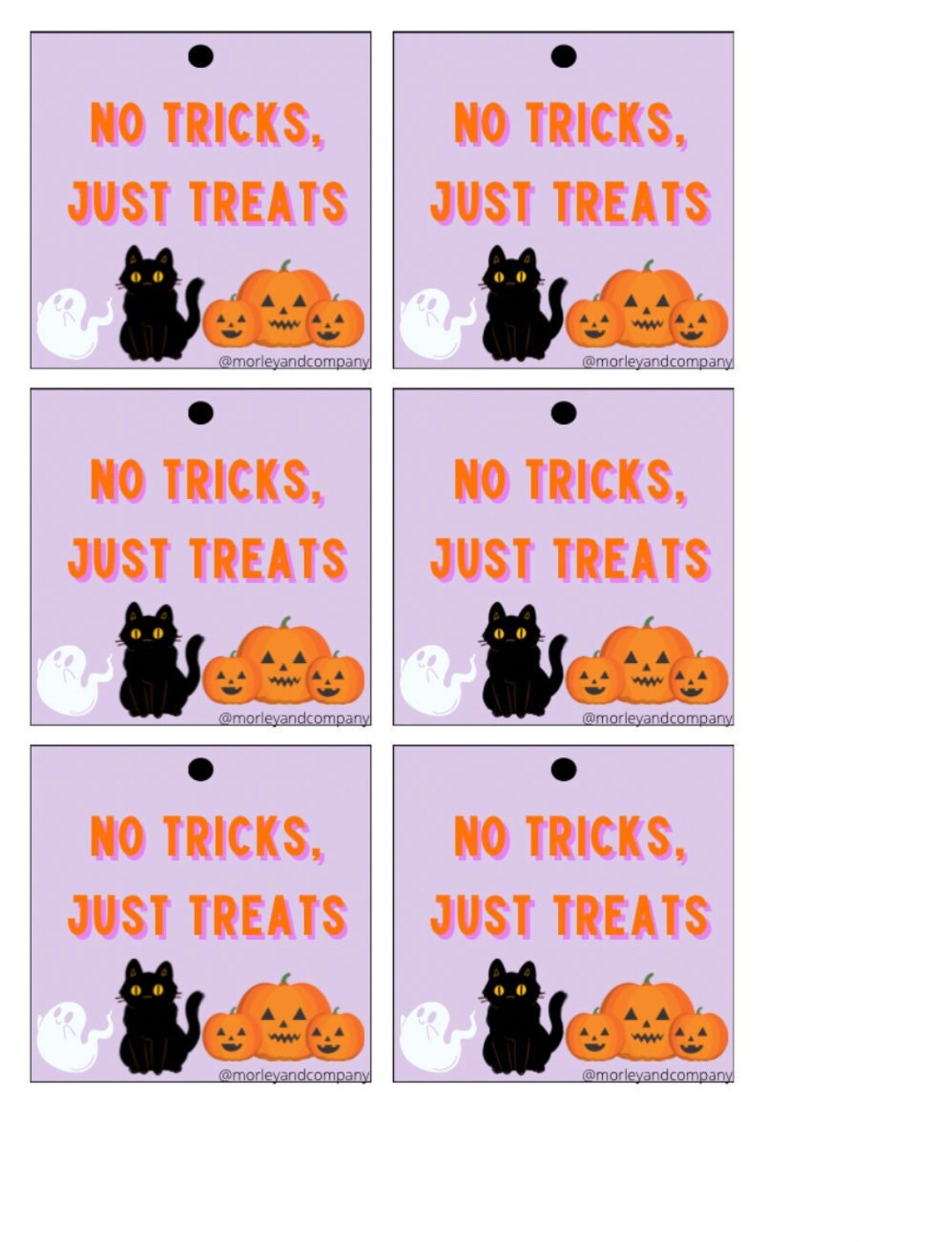 No Tricks, Just Treats Gift Tags: Instant Download - Etsy