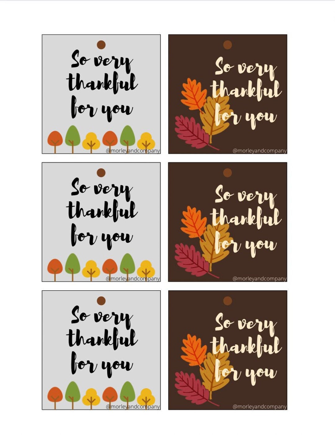 Thankful for You Gift Tags: Instant Download - Etsy