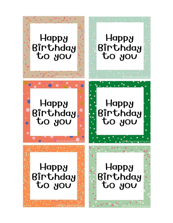 Happy Birthday Confetti Cards: Instant Download - Etsy