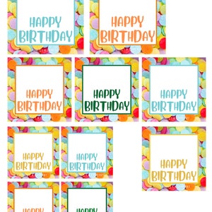Happy Birthday Confetti Border Gift Tags: Instant Download - Etsy