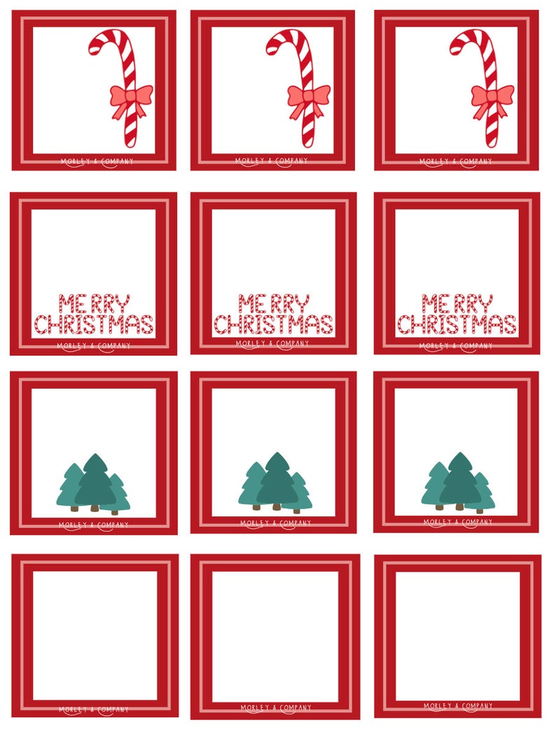 Red Christmas Gift Tags: Instant Download - Etsy