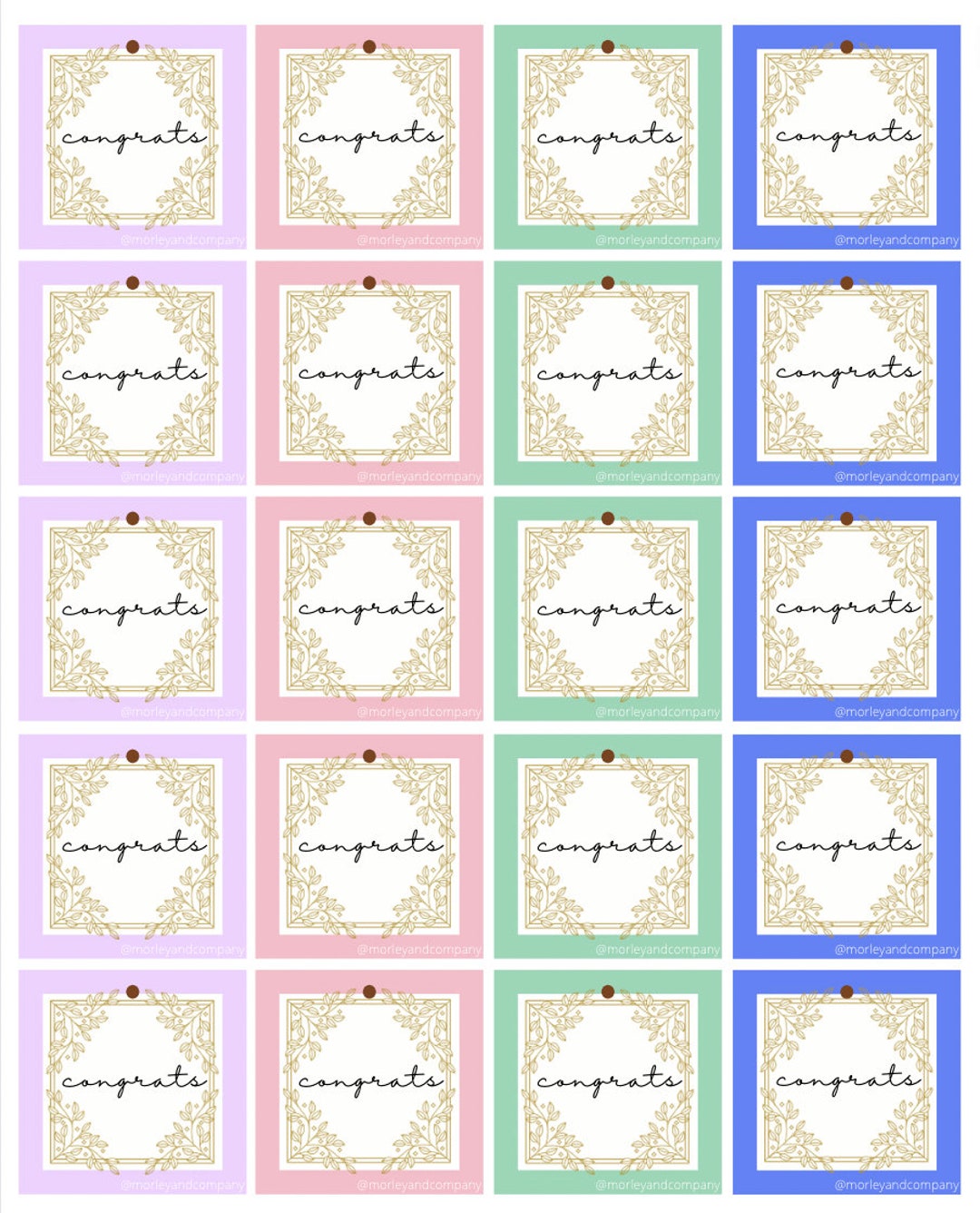 Congrats Elegant Pastel Gift Tags 2: Instant Download - Etsy