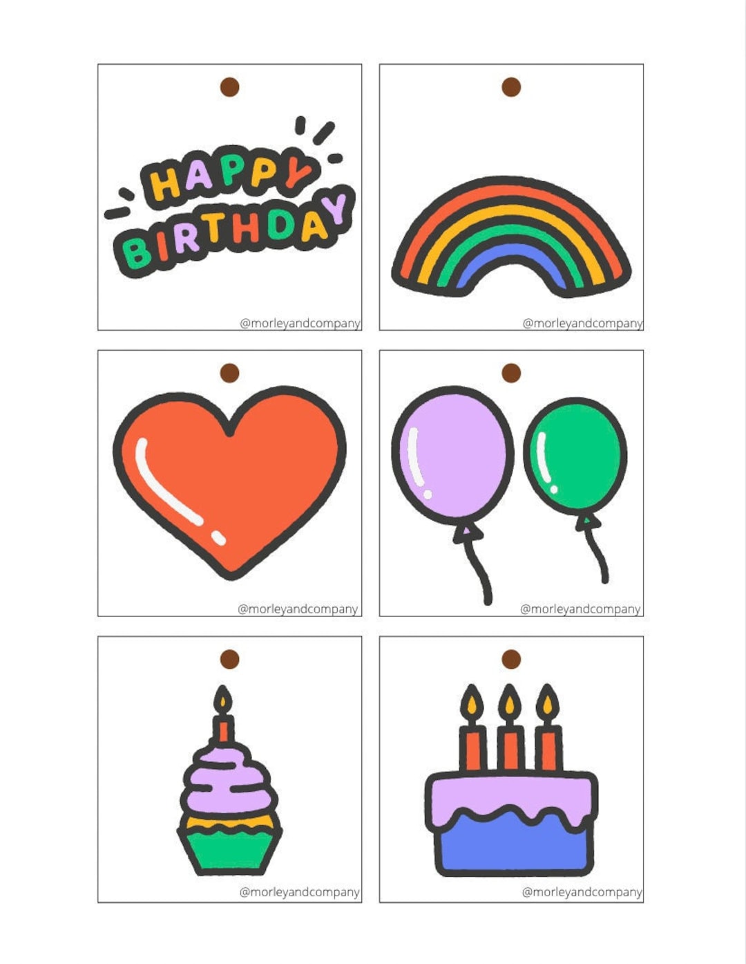 Birthday Rainbow Gift Tags: Instant Download - Etsy