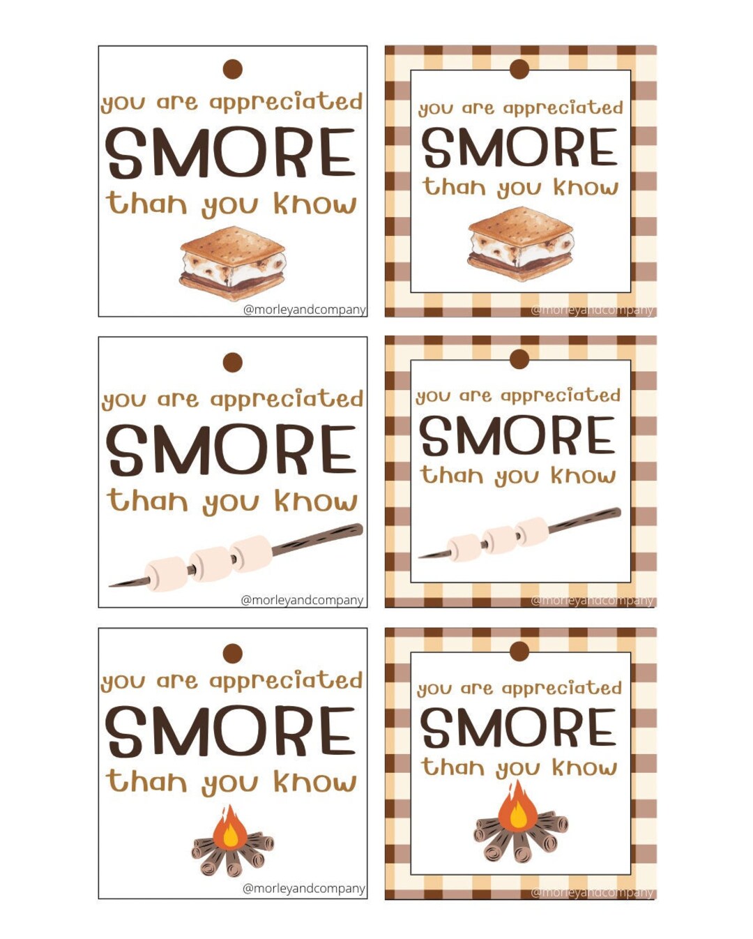 Appreciated Smore Variety Gift Tags: Instant Download - Etsy