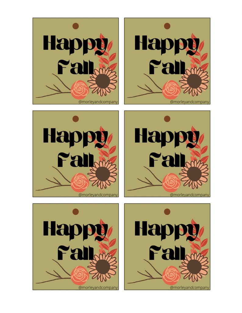 Happy Fall Floral Gift Tags: Instant Download - Etsy