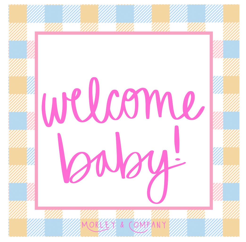 Welcome Baby Gingham Gift Tags: Instant Download - Etsy