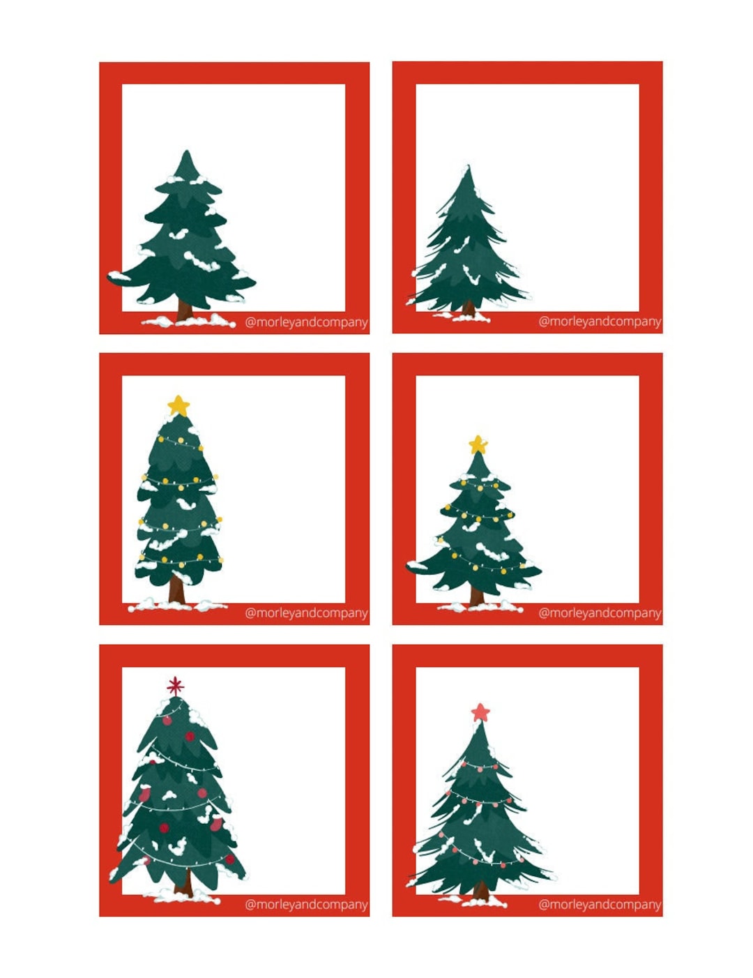 Christmas Tree Cards: Instant Download - Etsy