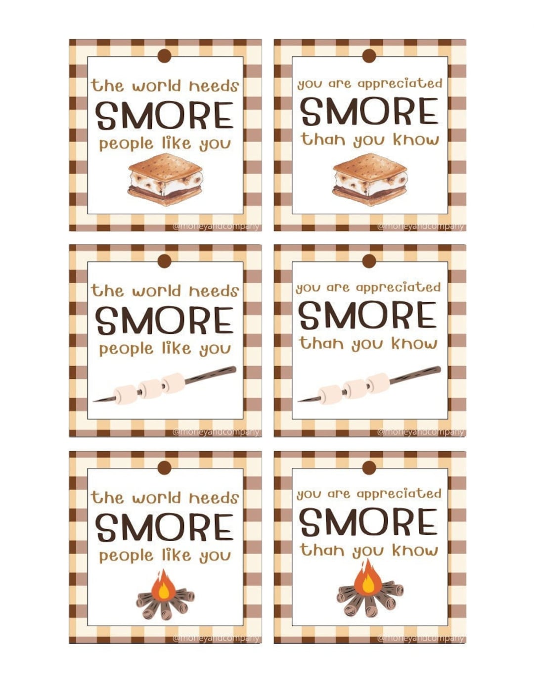 Smores Background Variety Gift Tags: Instant Download - Etsy