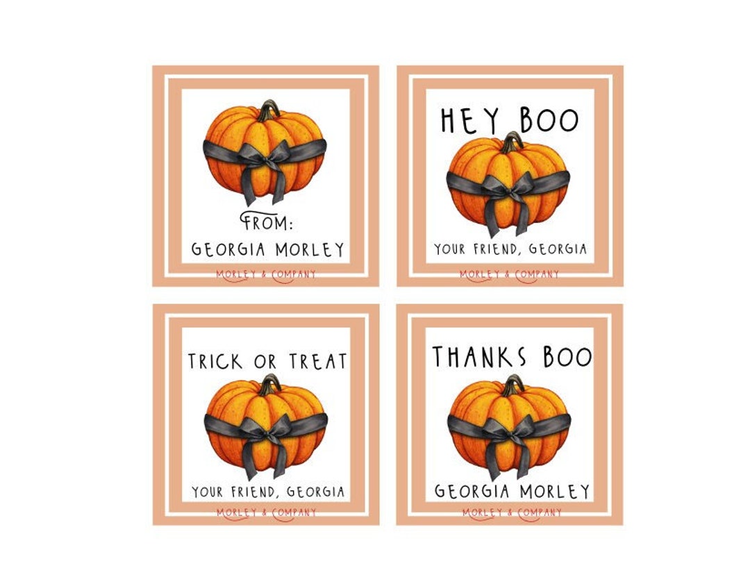 Customizable Halloween Pumpkin Gift Tags: Instant Download - Etsy