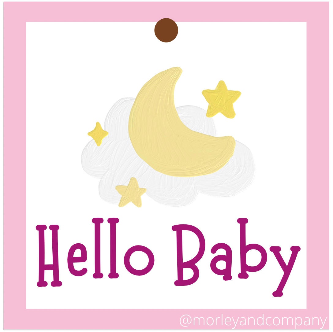 Hello Baby Pink Border Gift Tags: Instant Download - Etsy Australia