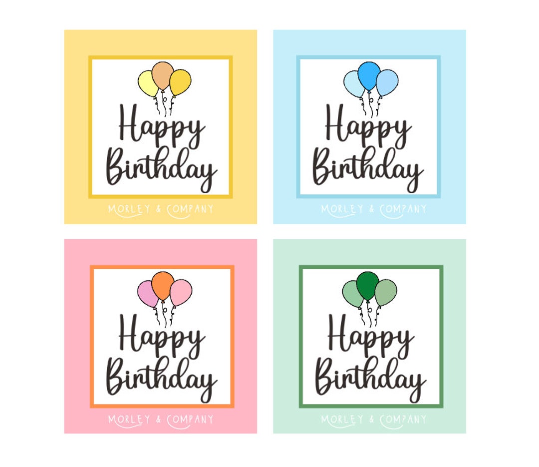 Happy Birthday With Balloons Gift Tags: Instant Download - Etsy