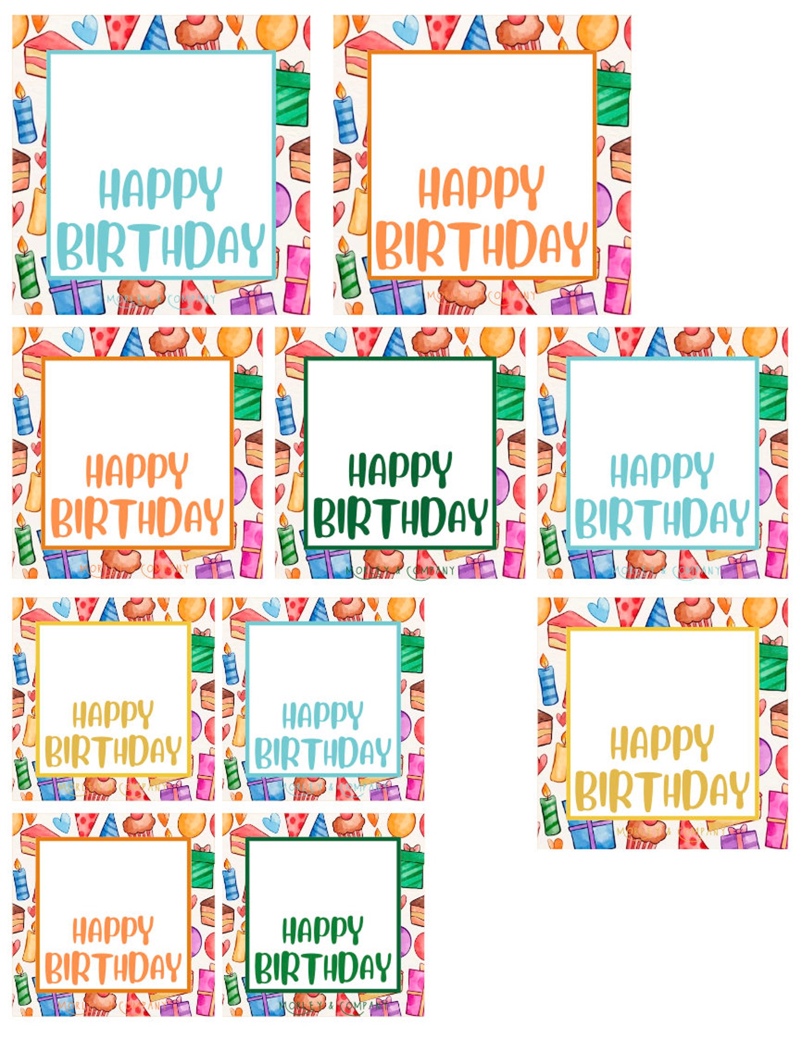 Happy Birthday Border Gift Tags: Instant Download - Etsy