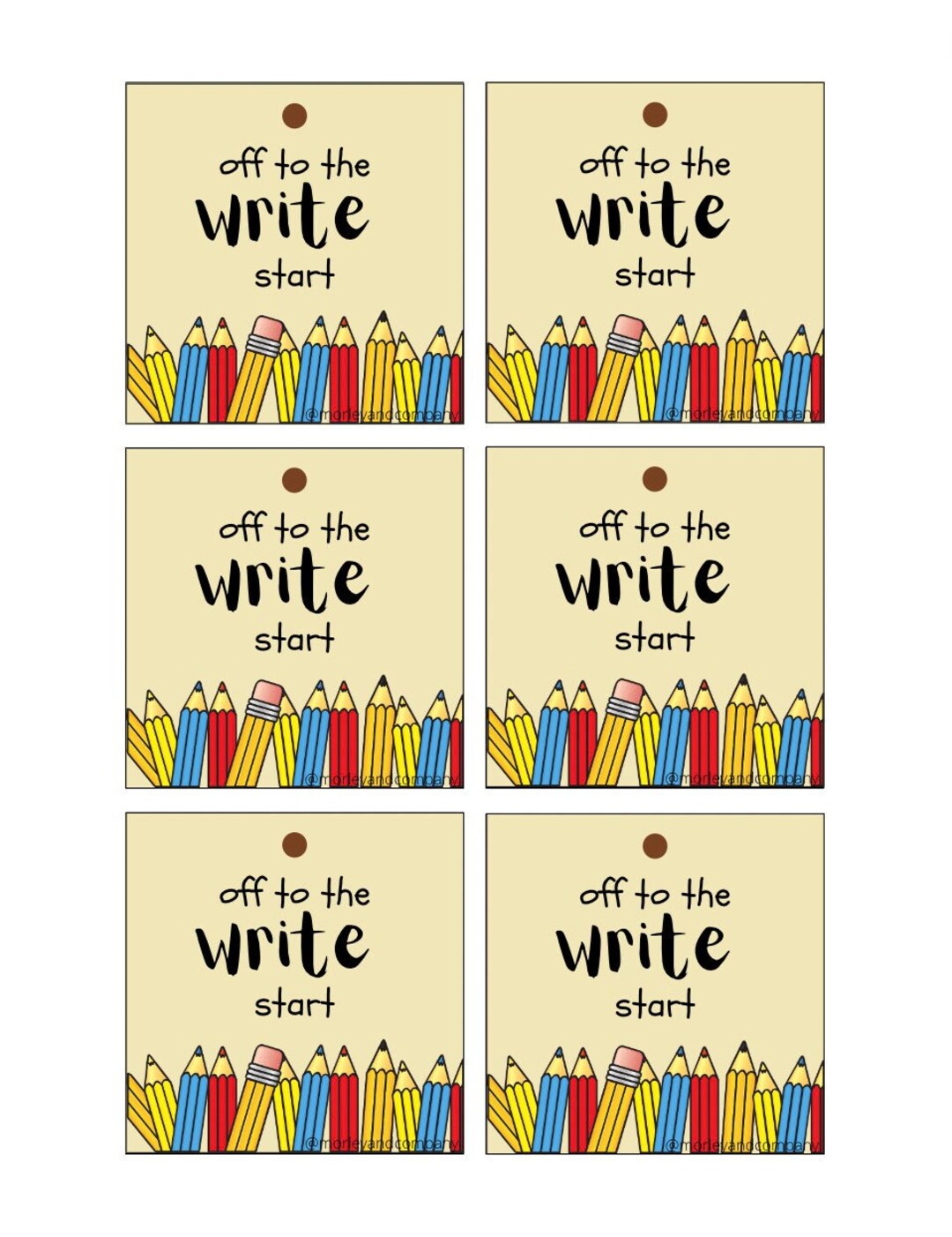 Off to the Write Start Gift Tags: Instant Download - Etsy