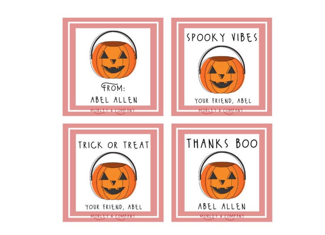 Customizable Halloween Candy Bucket Gift Tags: Instant Download - Etsy