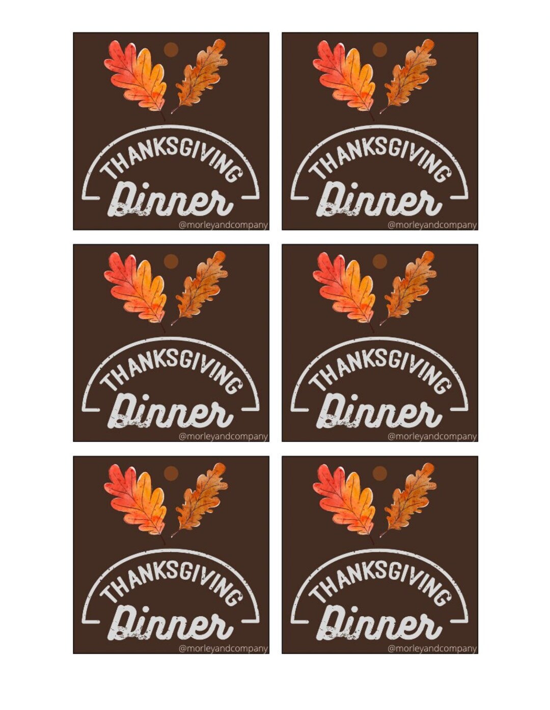 Thanksgiving Dinner Gift Tags: Instant Download - Etsy