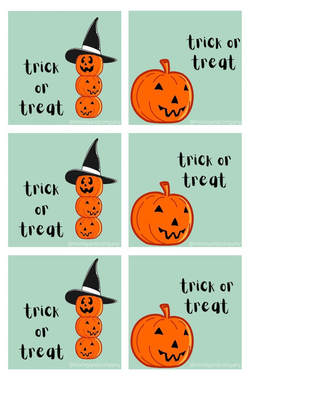 Trick or Treat Cards: Instant Download - Etsy UK
