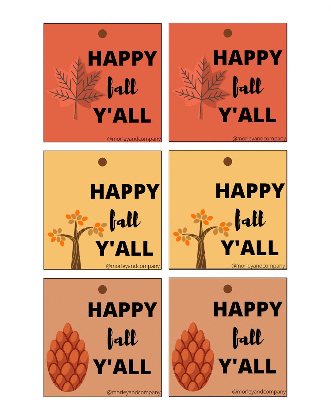 Happy Fall Y'all Gift Tags: Instant Download - Etsy
