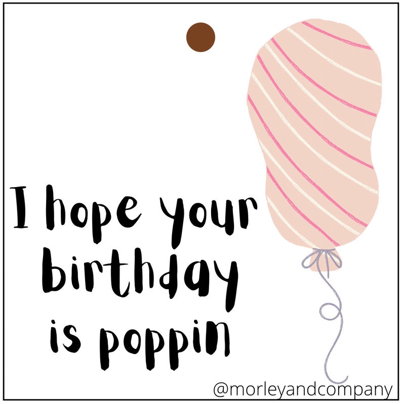 Poppin Birthday Gift Tags: Instant Download - Etsy