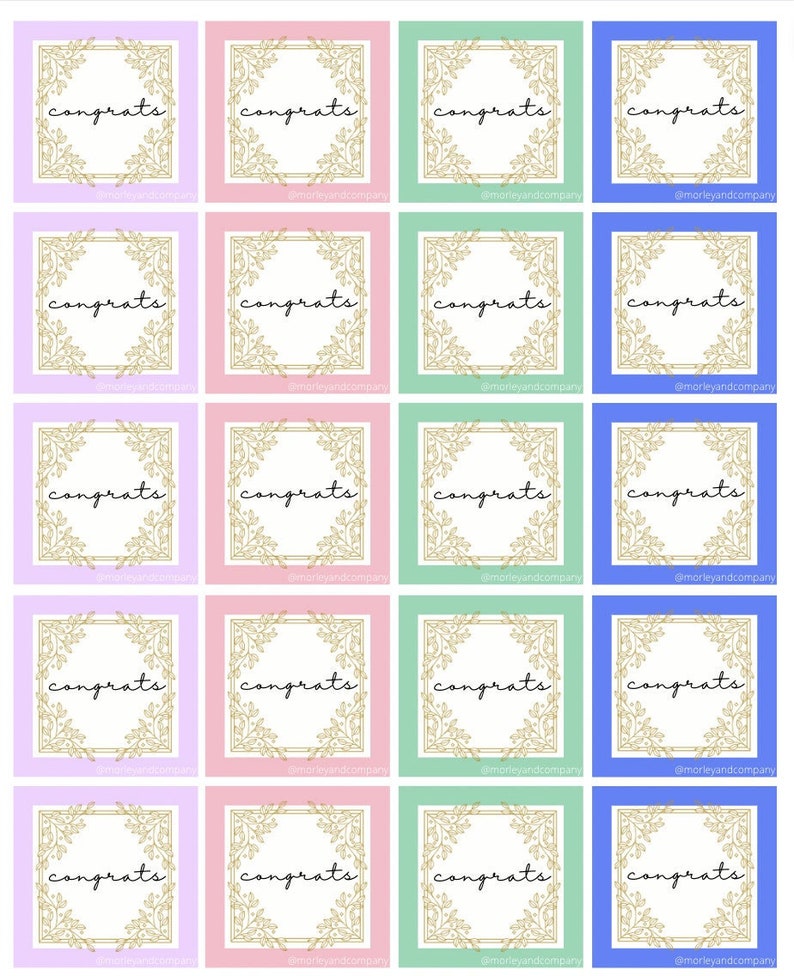 Congrats Elegant Pastel Cards 2: Instant Download - Etsy
