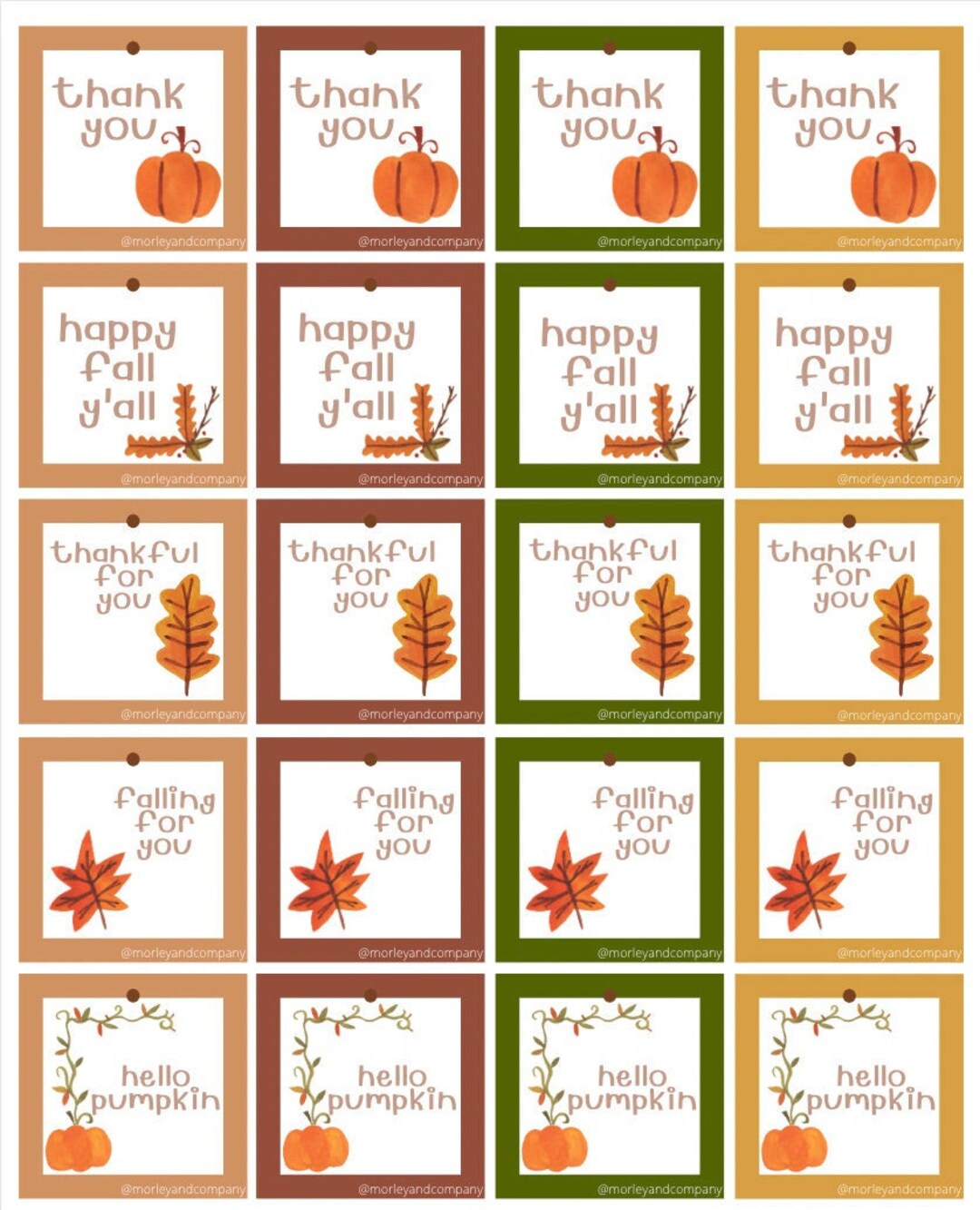 Fall Sayings Variety Pack Gift Tags: Instant Download - Etsy