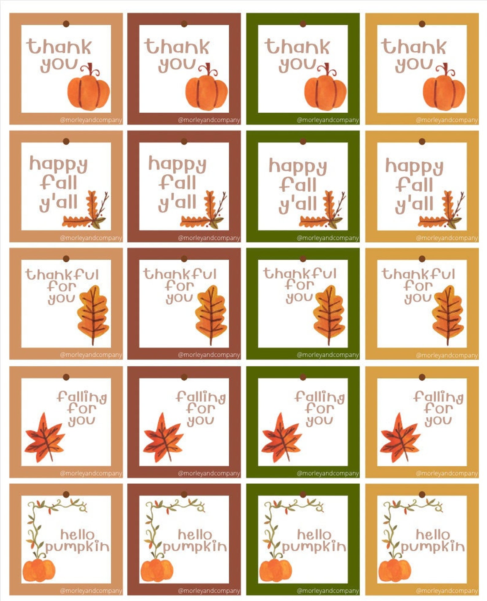 Fall Sayings Variety Pack Gift Tags: Instant Download - Etsy