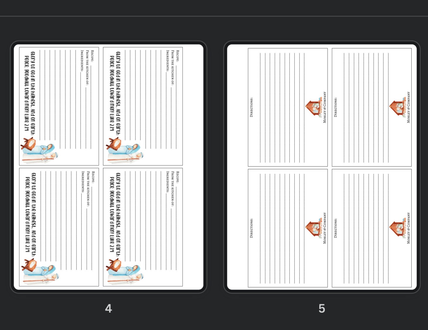 Nativity Recipe Cards: Instant Download - Etsy