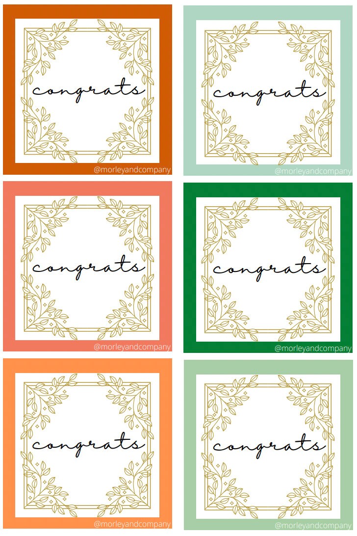 Congrats Elegant Cards: Instant Download - Etsy