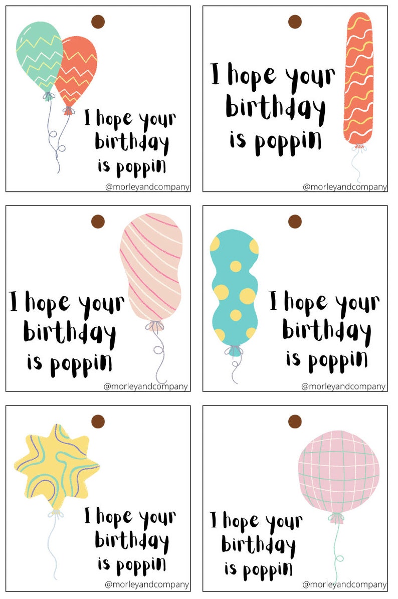 Poppin Birthday Gift Tags: Instant Download - Etsy