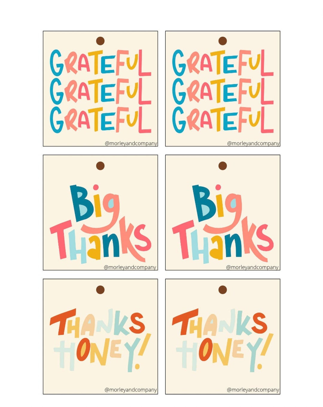Grateful Thanks Gift Tags: Instant Download - Etsy