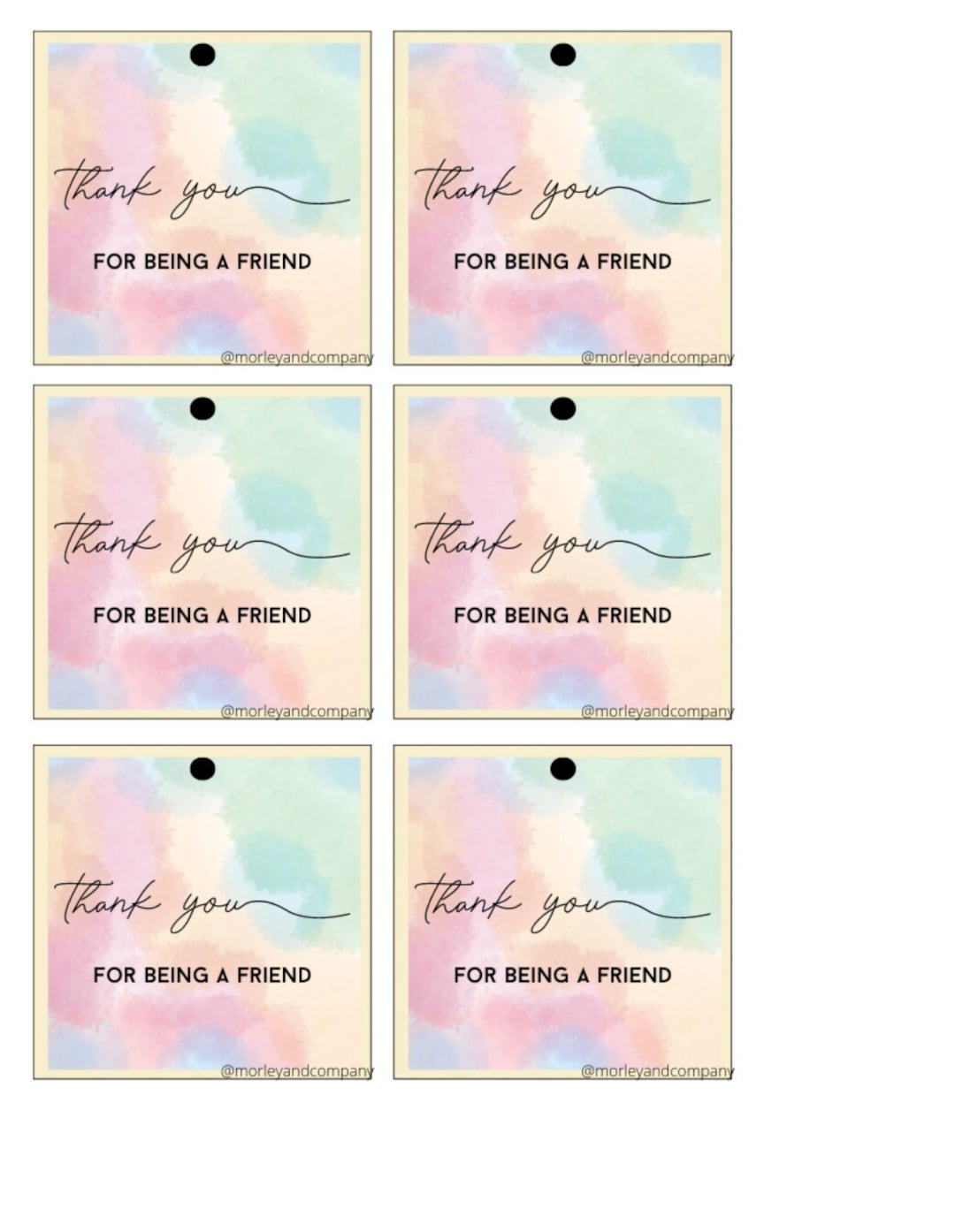 Thank You for Being a Friend Gift Tags: Instant Download - Etsy